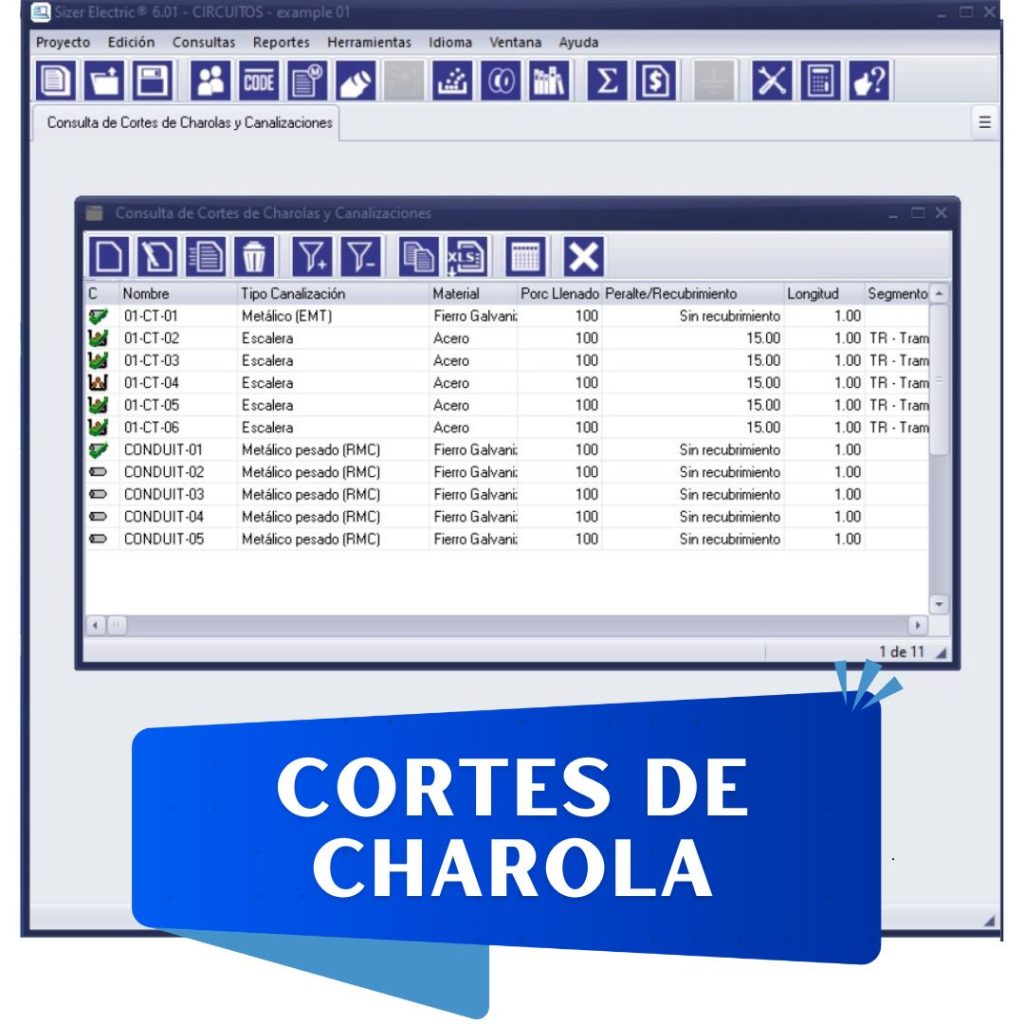 Módulo para selección de charolas y canalizaciones. - Sizer Electric