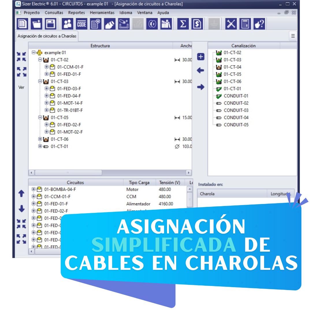 Módulo para selección de charolas y canalizaciones. - Sizer Electric