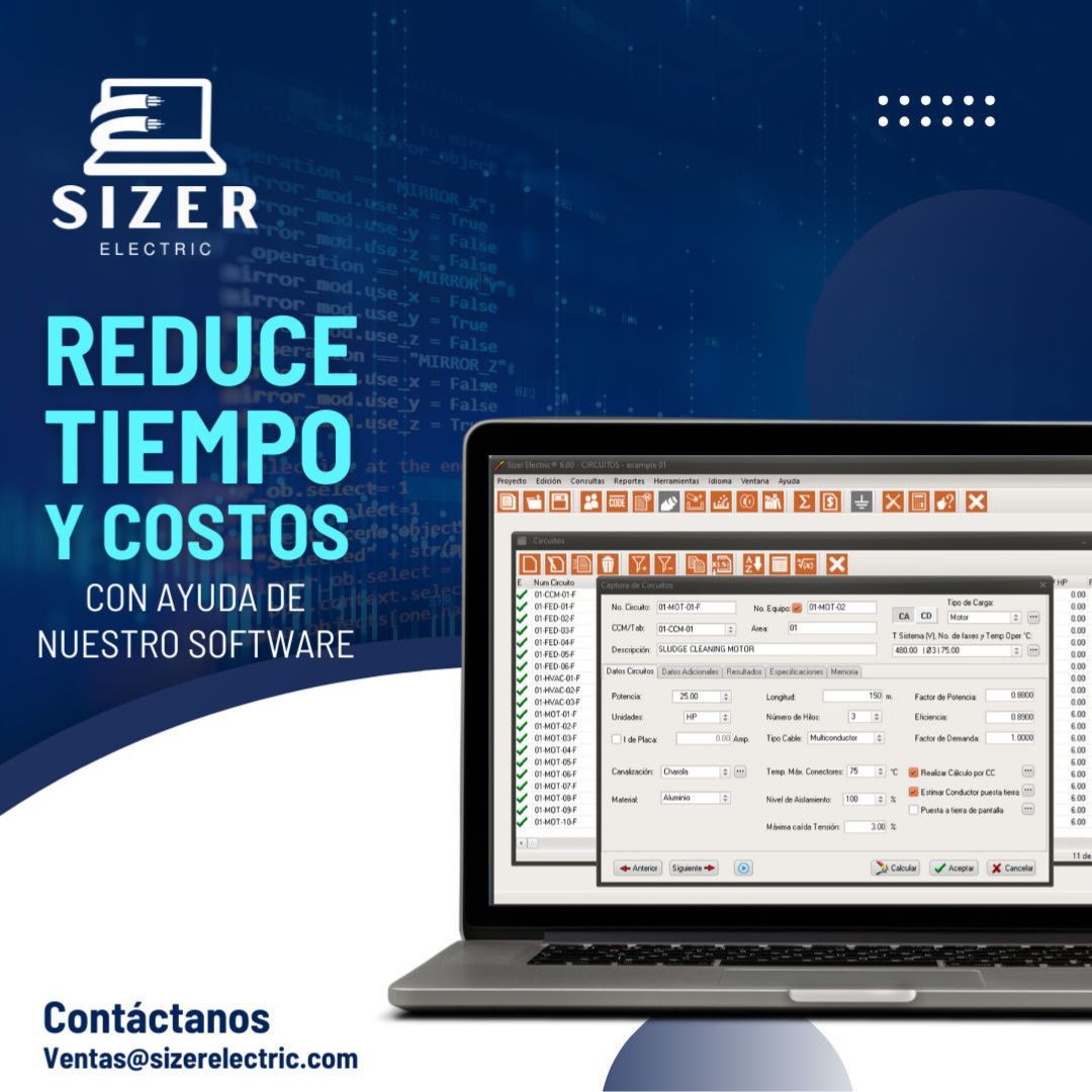 Módulo para selección de conductores eléctricos. - Sizer Electric